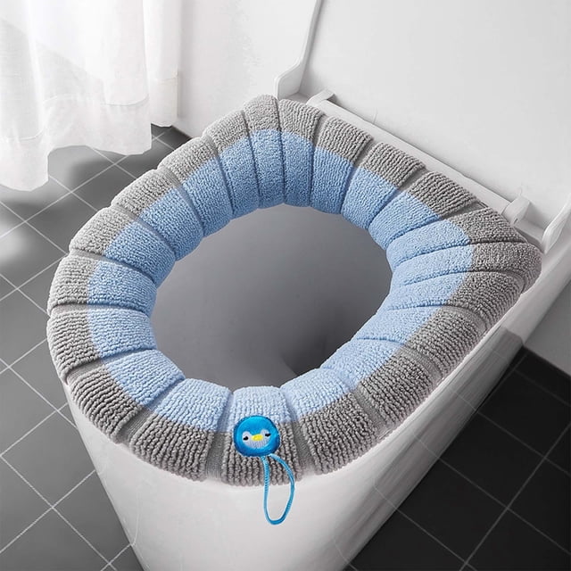 Qaailabf Universal Toilet Seat Cover 2-pcs Thickened Plush Polyester ...