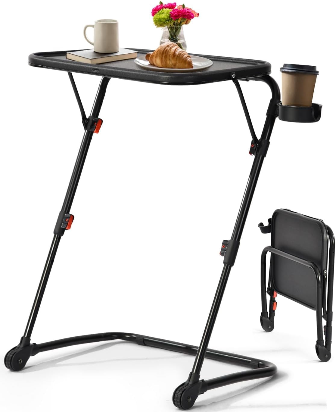 Homy Casa Folding Accent Table, Adjustable Height, Space-saving Design ...