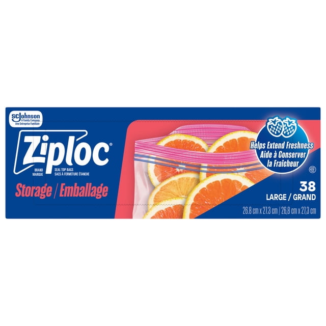 Ziploc® Storage Bags with Stay Open Technology, Large, 38 Bags - Walmart.ca