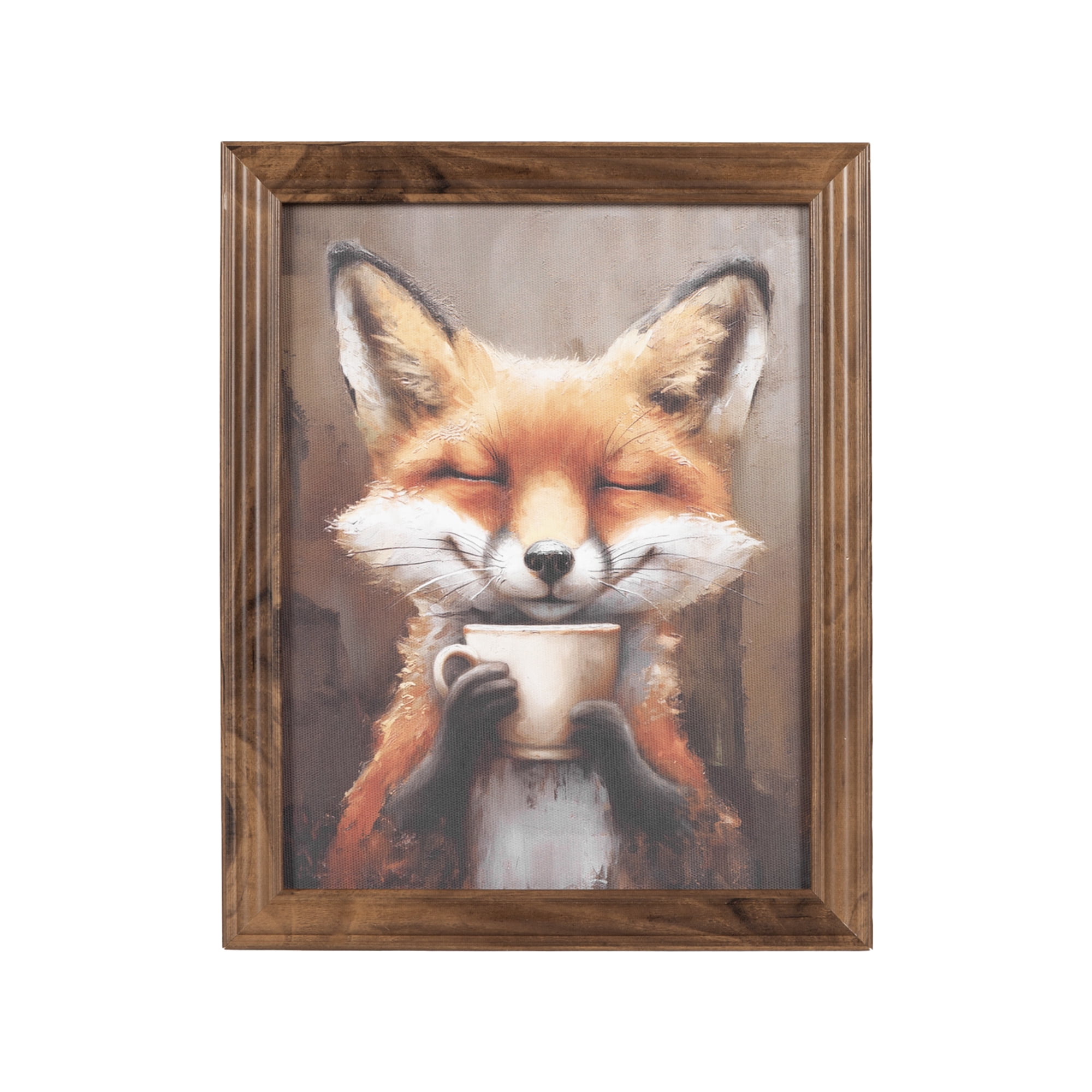 DesignOvation Happy Fox Traditional Coffee Tea Cup 8" x 10" Framed ...