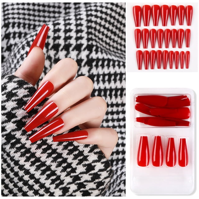 Daisyyozoid Wholesale 24pcs Long Fake Nails Full Cover False Nail ...