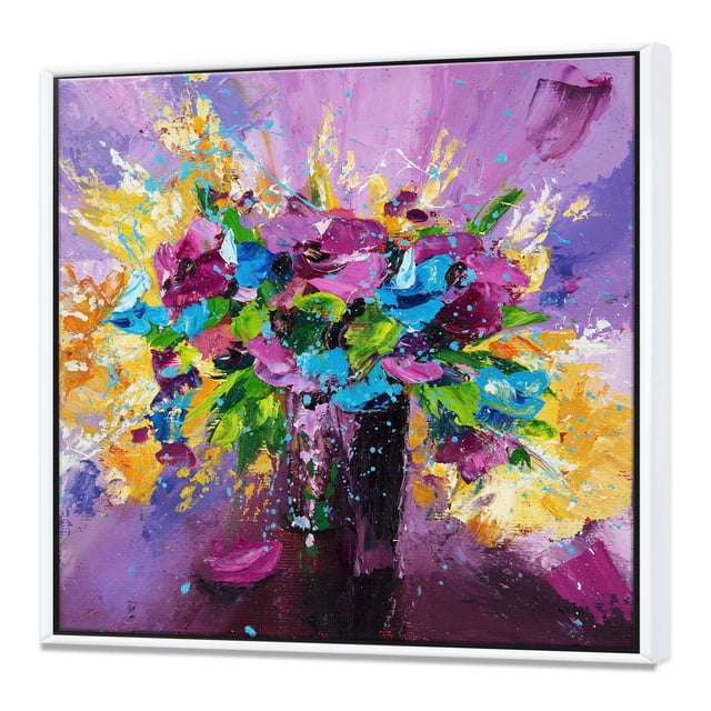 Designart Bright Bouquet Of Spring Flowers On Purple Background FLOAT ...