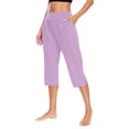 Bmisegm Stylish Women's Casual Pants Summer Capris Lightweight Stretchy ...