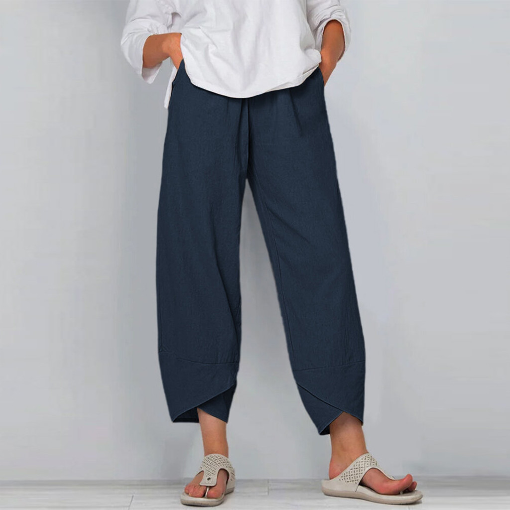 CFLVAEK Petal Shaped Cuff Wide Leg Pants for Women with 2 Pockets ...