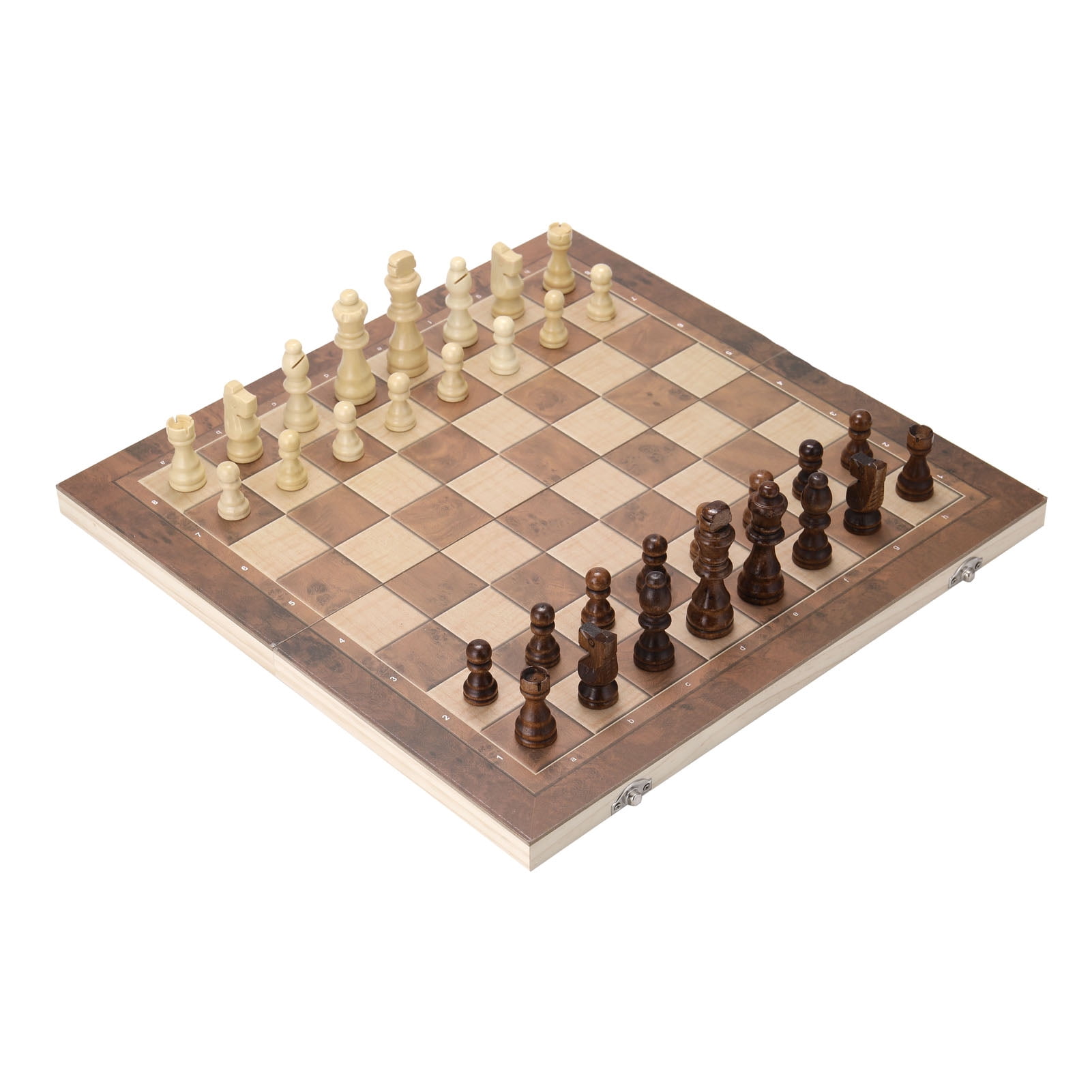 3 in 1 Wooden Folding Chess Board Set Checkers Backgammon Game ...