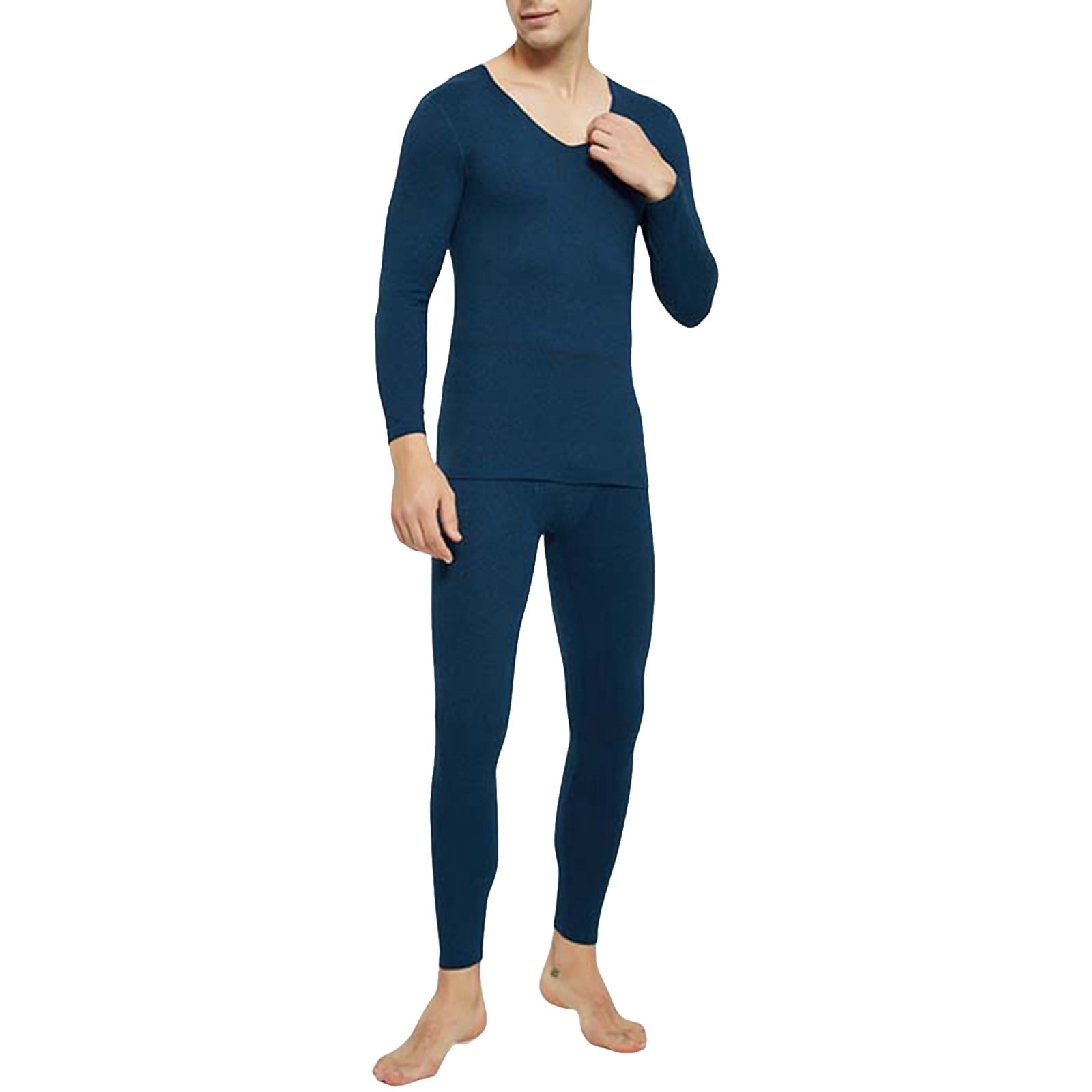 Mens Round Neck Pure Cotton Thermal Underwear Set Thin Autumn Clothes ...