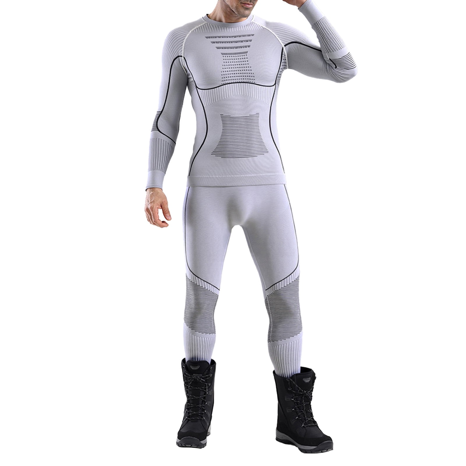 DHFJKG Skiing Base Layer Mens Thermal Underwear 2 Piece Set Slim Fit ...