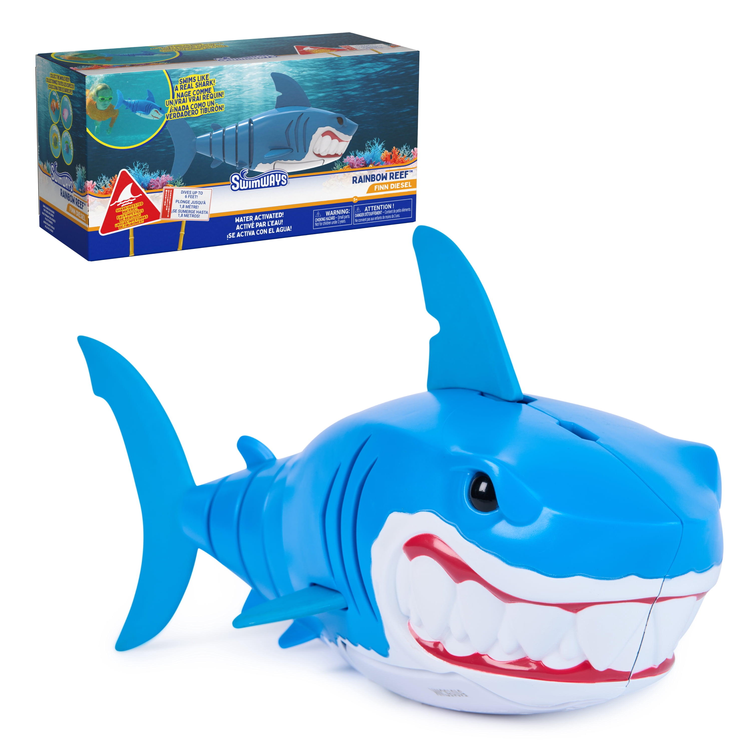 SwimWays Rainbow Reef Shark Toy, Finn Diesel Kids Shark Pool Toy and ...