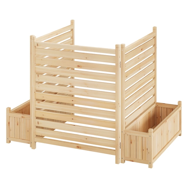 Weather-Resistant Freestanding Wooden Privacy Fence Planter Box - 2 ...