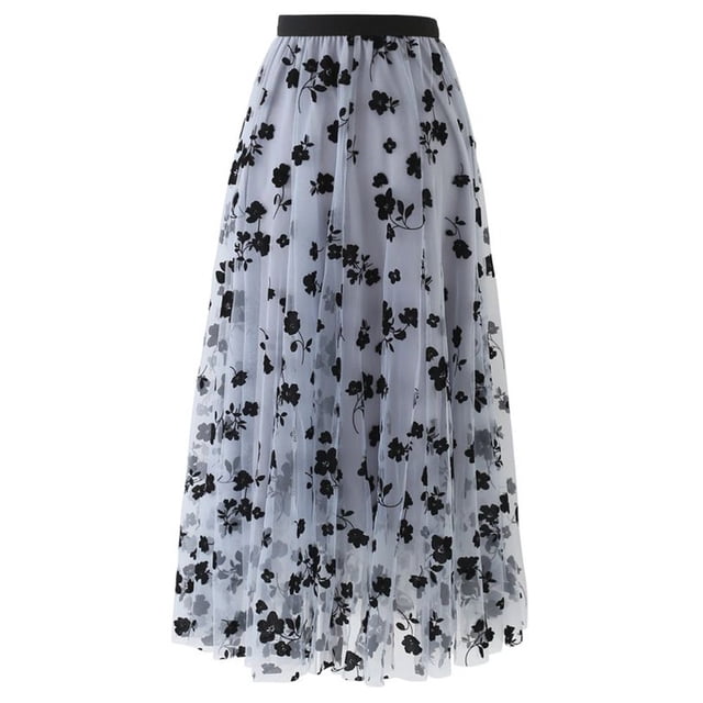 MesaSe Women Spring Summer Elastic High Waist Long Mesh Skirt Womens ...