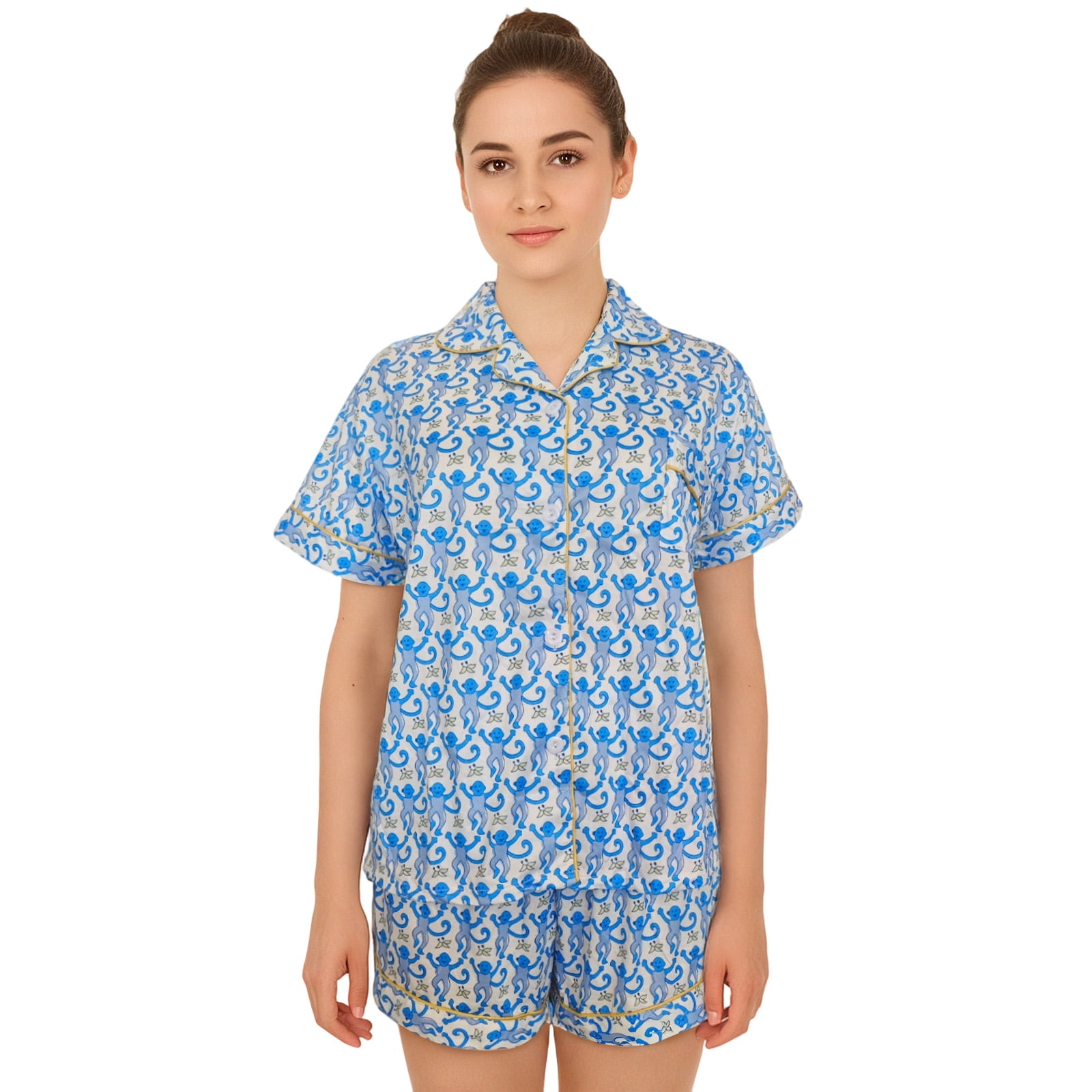 Hitime Silk Womens Pajamas Set Button Down Summer Sleepwear Short ...