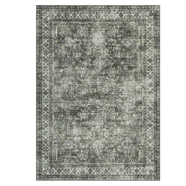 Vintage Washable Area Rug for Living Room Bedroom – Distressed Oriental ...