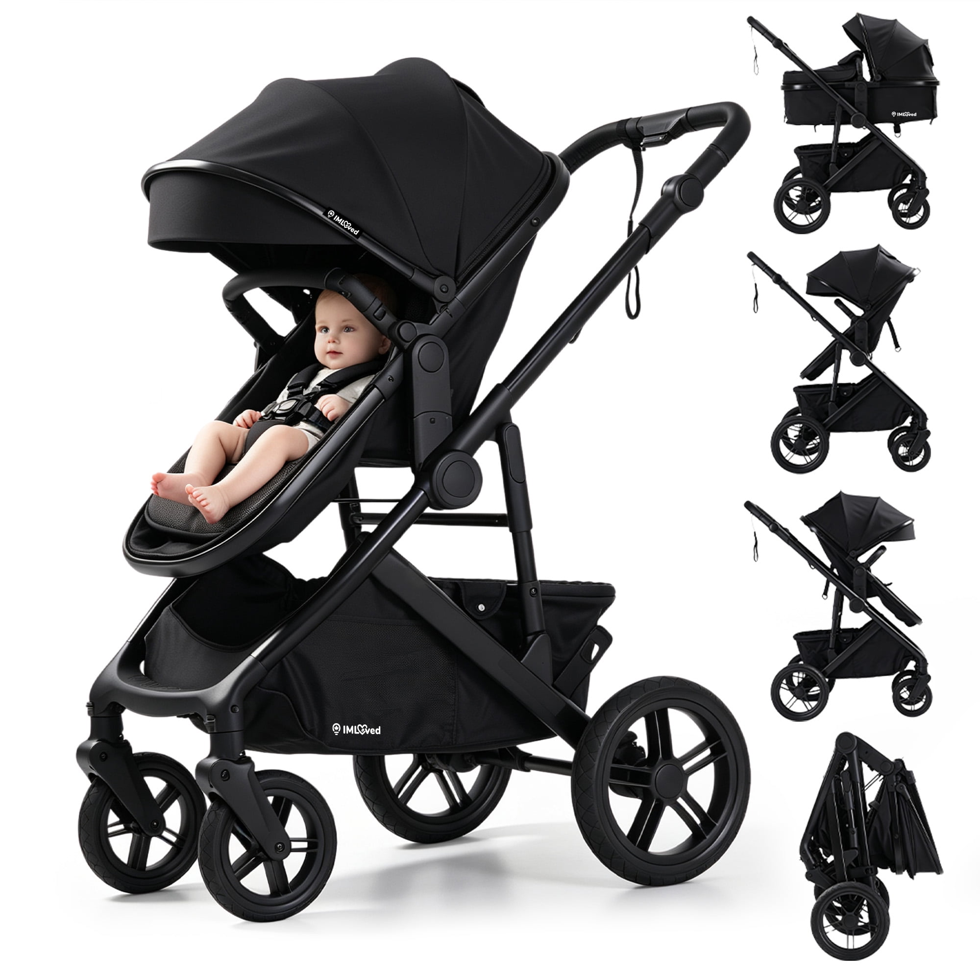 IMLoved BabyGo 4-in-1 Convertible Baby Stroller, Newborn to Toddler ...