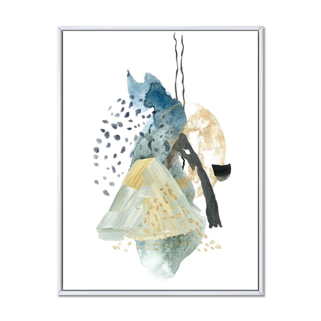 Designart Gouache Of Abstract Landscape With Mountain Moon FLOAT FRAME ...