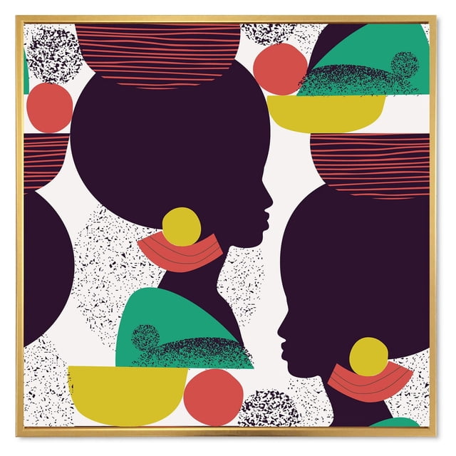 Designart Ethnic Geometric Silhouette of Afro American III FLOAT FRAME ...