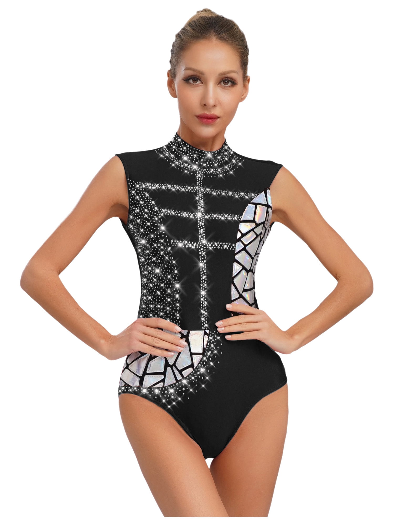 Kaerm Women's Gymnastics Leotard Sleeveless Figure Skating Unitard ...