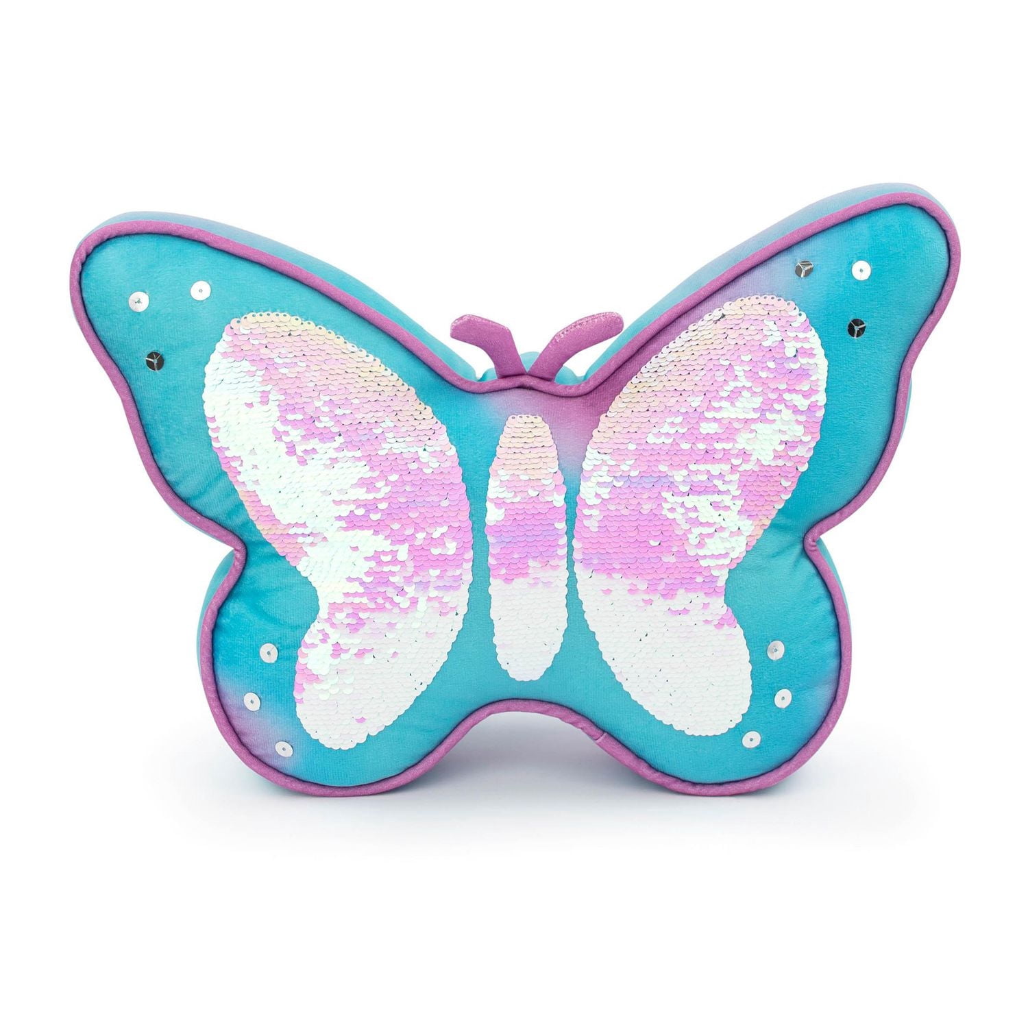 Justice Plush Butterfly Shape Décor Pillow with Sequins, 16" x 11", 100 ...