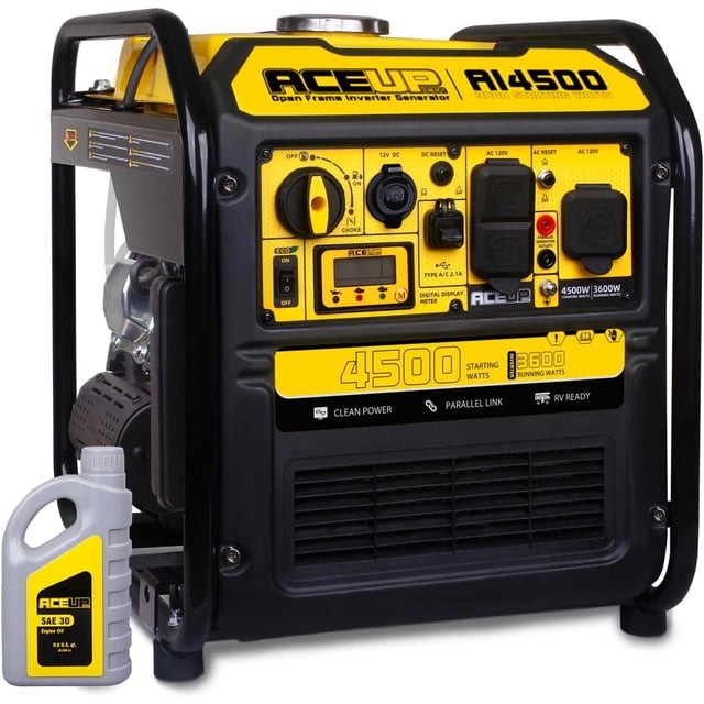 Aceup Energy 4500 Watt Open Frame Inverter Generator, Gas Generator ...