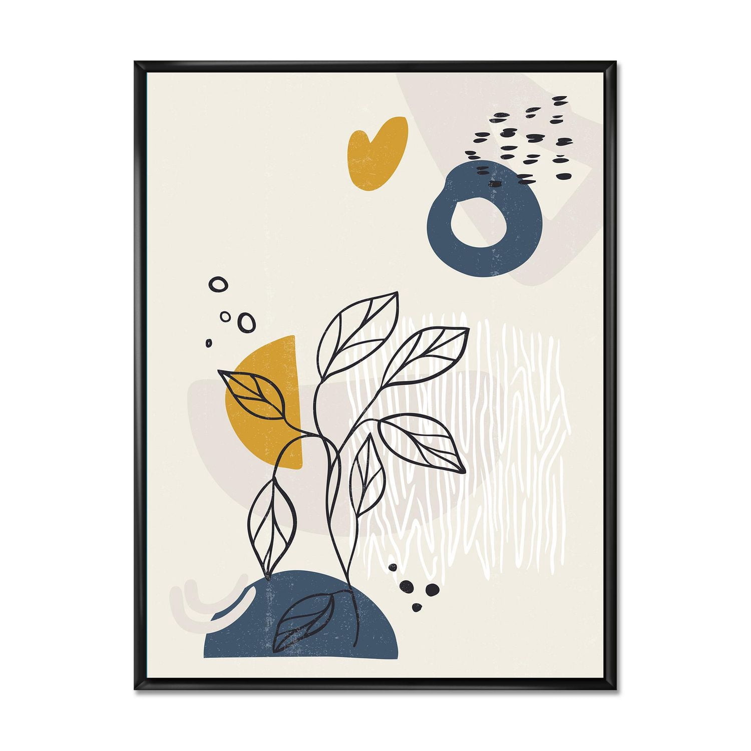 Designart Vintage Boho Minimalistic Flowers II FLOAT FRAME WALL ART ...
