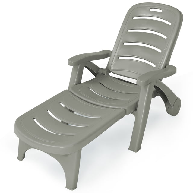 Patiojoy Outdoor Chaise Lounge Chair 5-Position Folding Recliner for ...