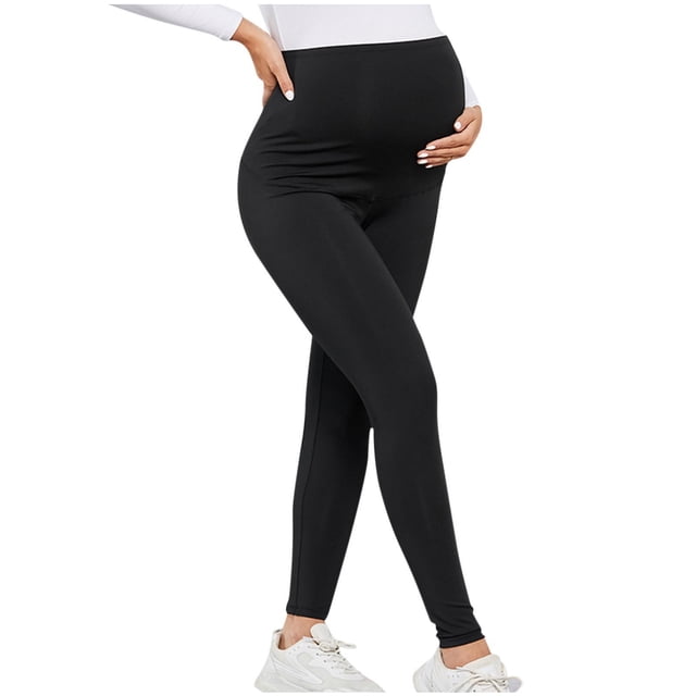Bwiyojiz Fashion Sizes S-XL Cotton Solid Black High-waisted Maternity ...