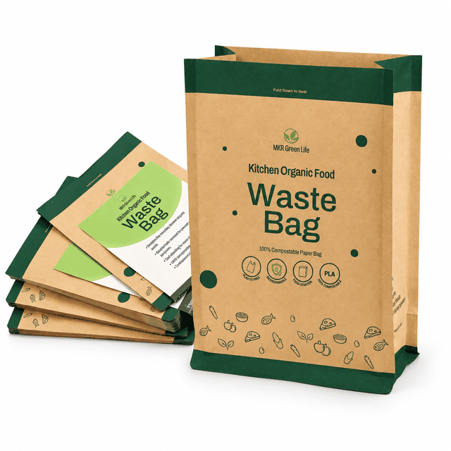 MKR Green Life Compostable Paper Food Waste Bags, Leak-Resistant ...