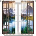 Nature Kitchen Curtains Landscape Theme Spring Forest Lake Mist ...
