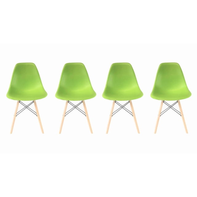 Eiffel Chair Set of 4 for Adults in Green Apple Color with Wood Legs ...