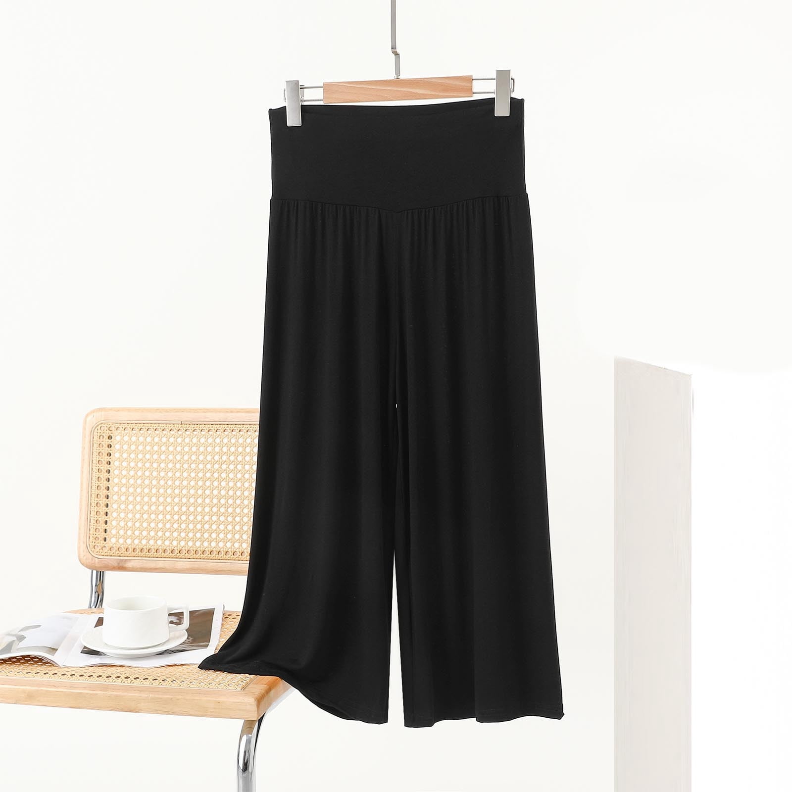 LOVZFMLL Women's Capri Pants, Capris Casual Solid Color Elastic Waist ...