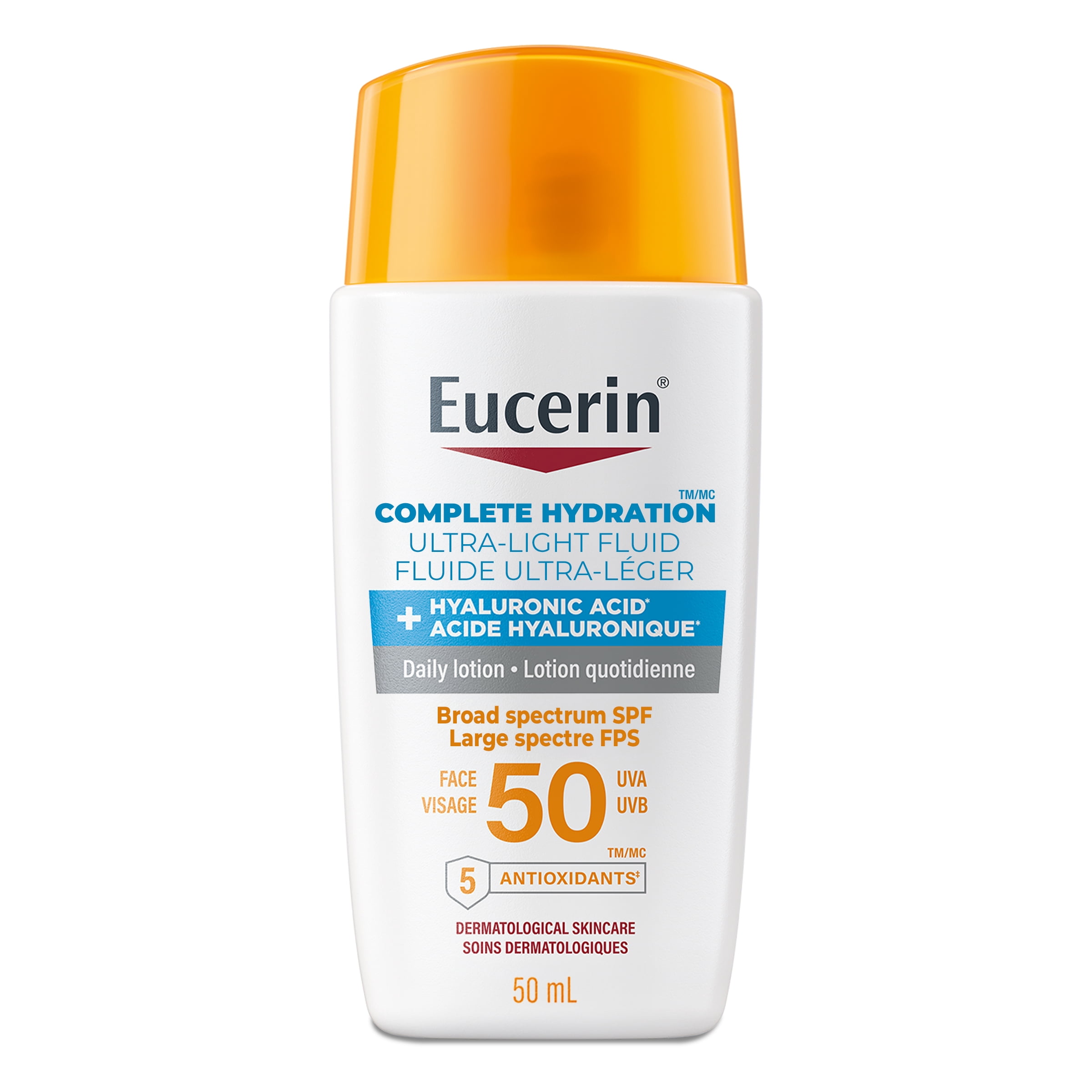 Eucerin Complete Hydration Ultra-Light Fluid Sunscreen, Face Sunscreen ...