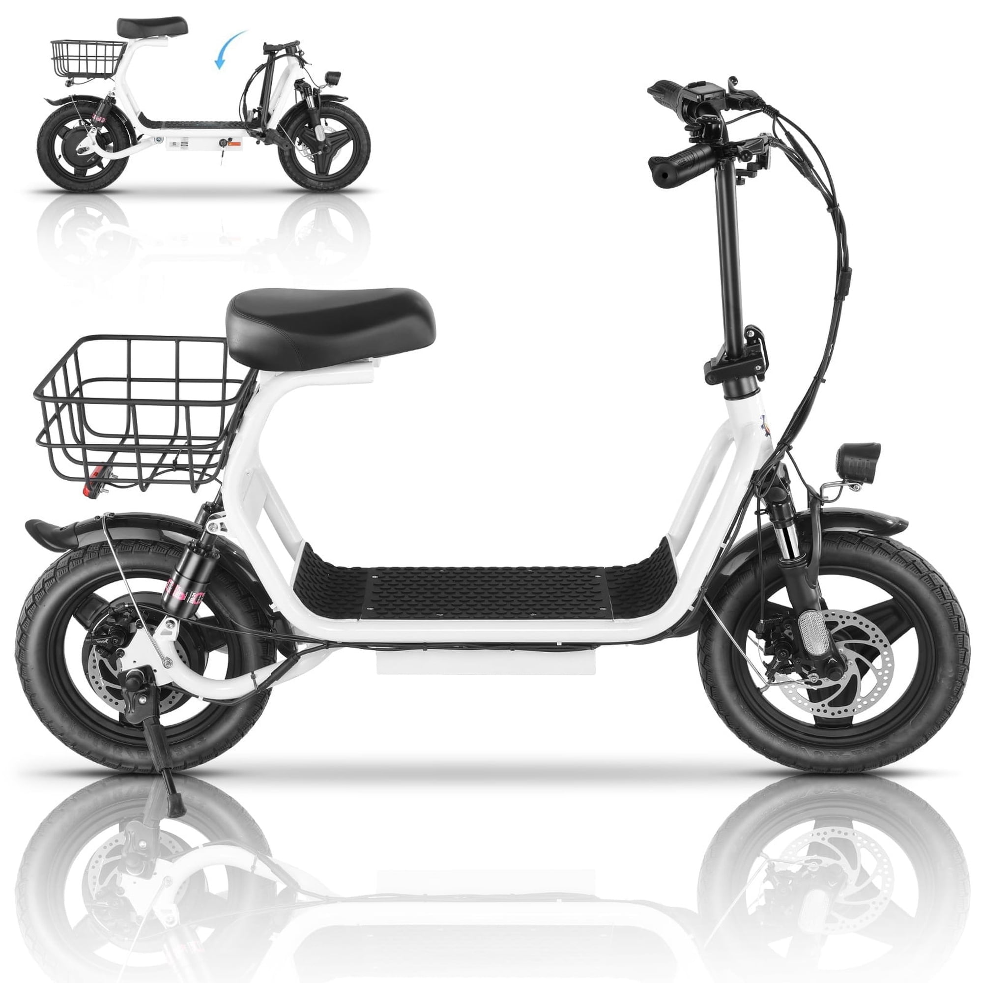 Toytexx Adult Electric Scooter with Seat, 750W Brushless Motor, 14-Inch ...