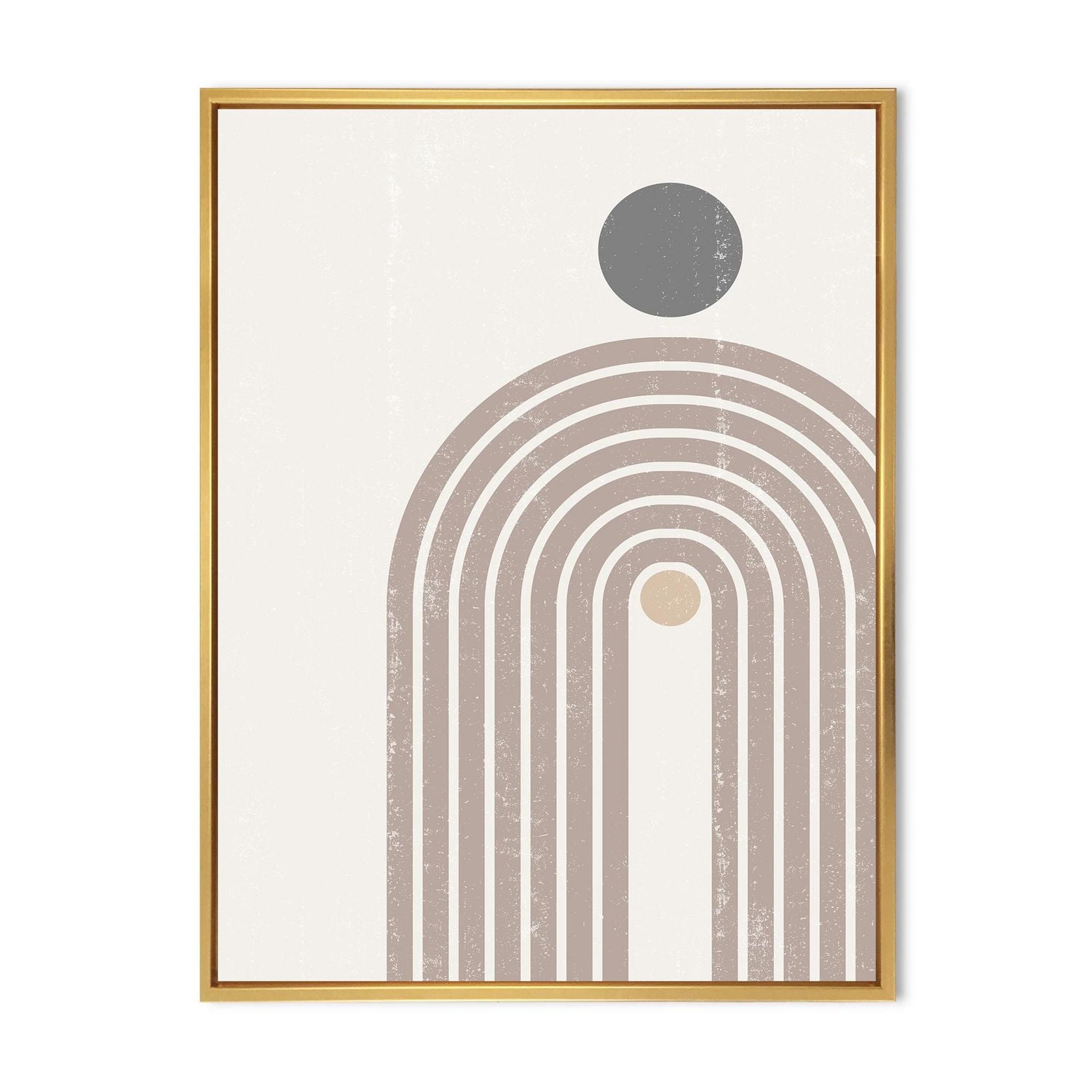 Designart Abstract Rainbow Sun and Moon In Earth Tones I FLOAT FRAME ...
