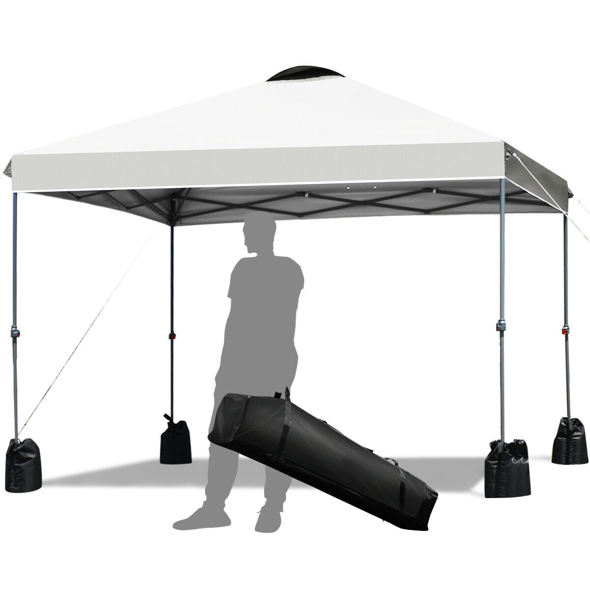 Gymax 10x10 FT Pop Up Canopy Tent 1-Person 1-Button Push Instant Setup ...