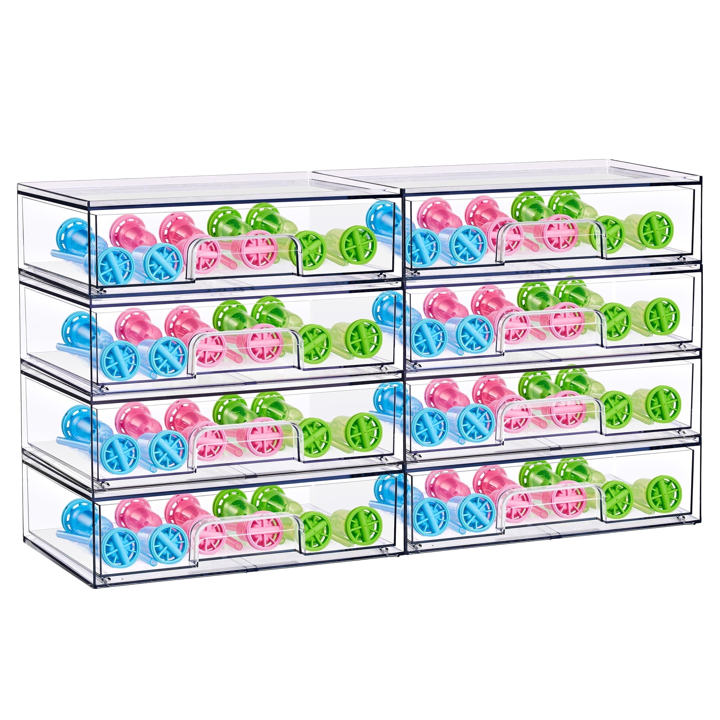 Sorbus Wide Stackable Acrylic Storage Drawers 8-Pack Clear Organizer ...