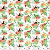 FABRIC CREATIONS Cotton by the Metre, White with Flowers, Toucans ...