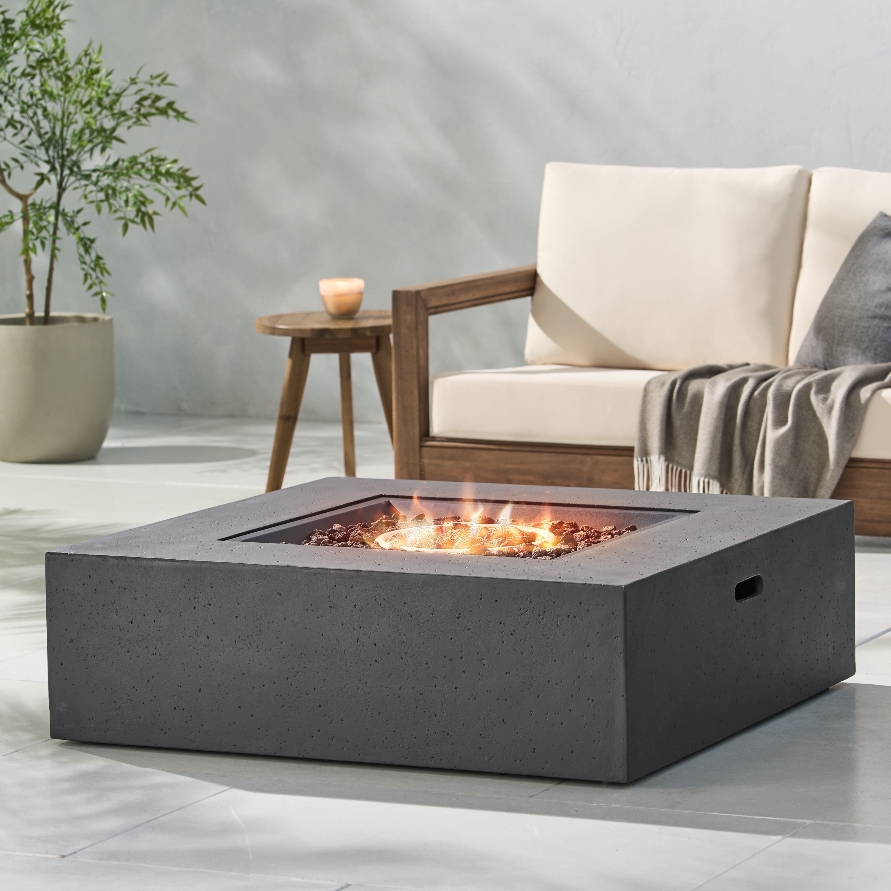 Noble House 40x40" Outdoor Square Propane Fire Table,50000 BTU MGO with ...