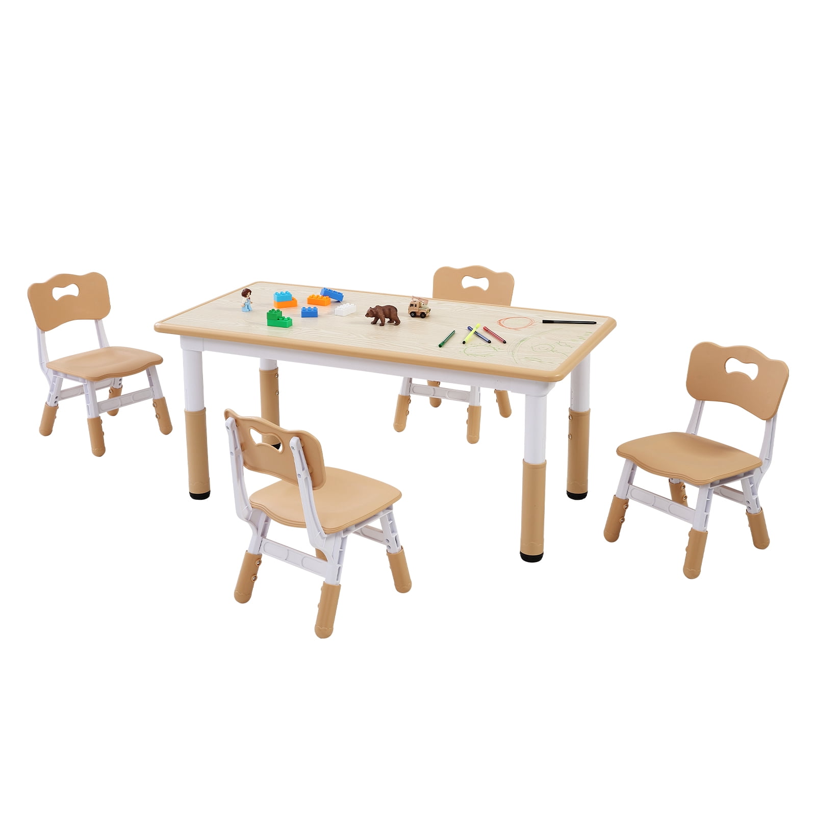 KFFKFF Ensemble de Table et Chaises Réglables pour Enfants, Table d ...