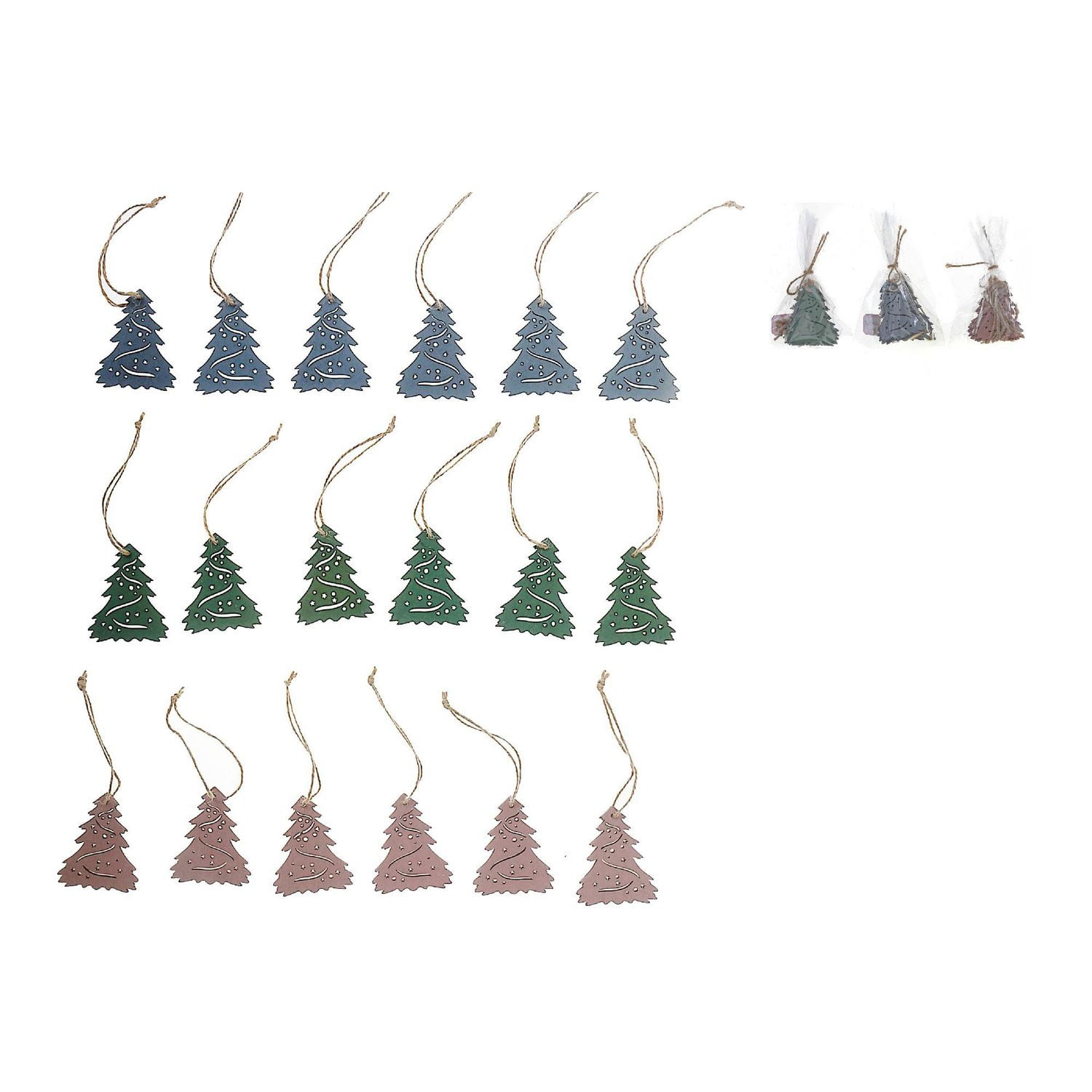 6Pk Wood Tree Shape Ornament Color - Set of 6 - Walmart.ca