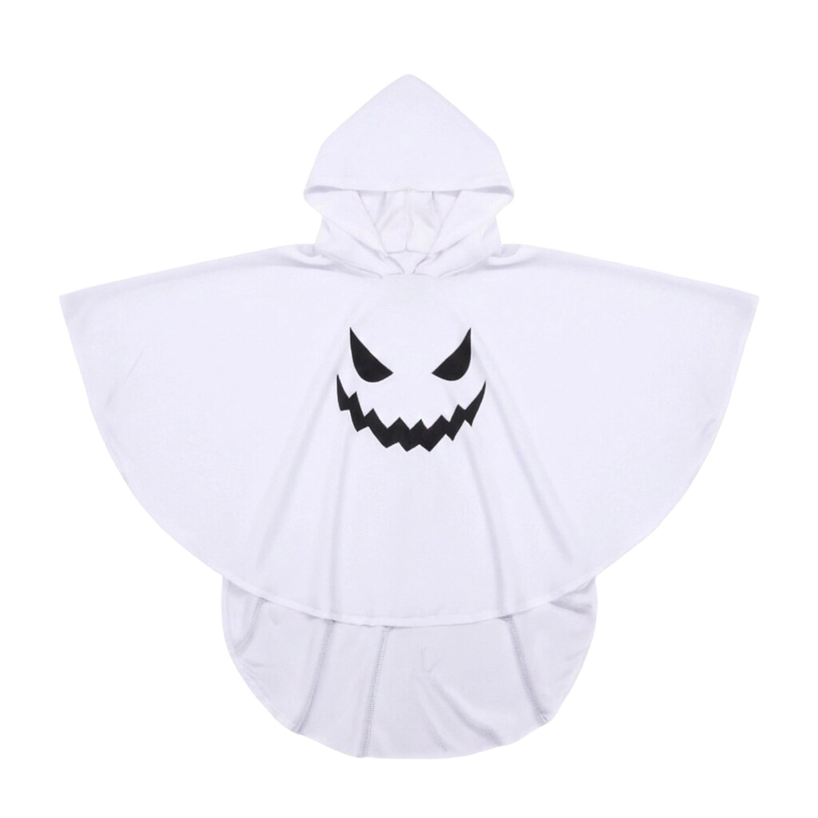 Halloween Kids White Glowing Cape Costume Loose Fit Hooded Cloak For ...