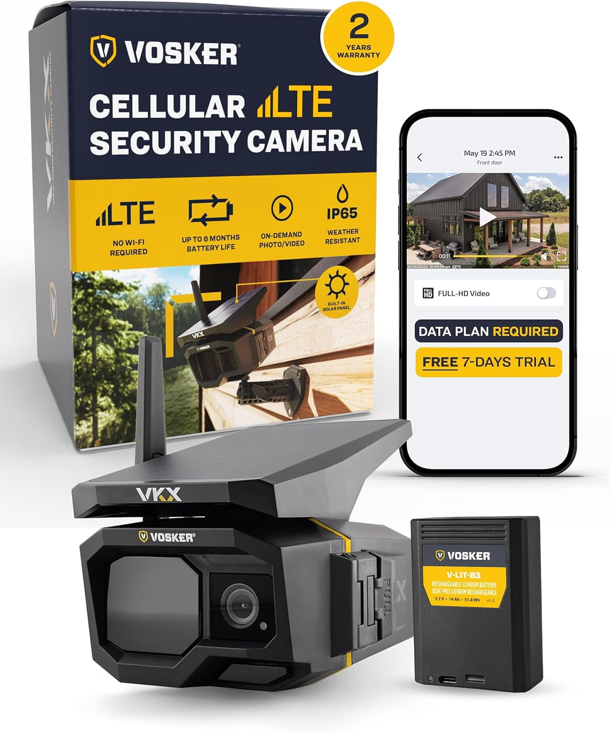 Vosker VKX Solar 4G LTE Cellular Security Camera – No Wifi Needed ...