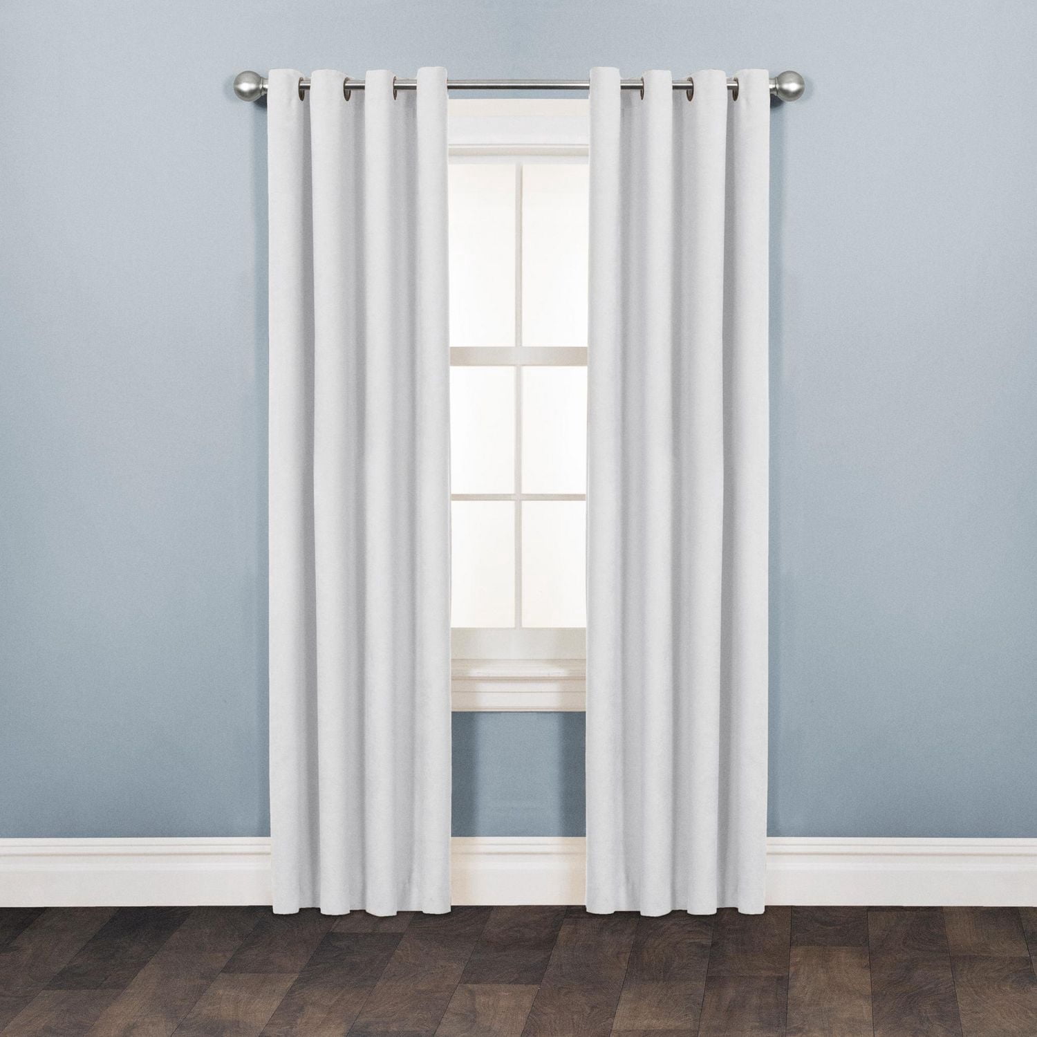 Mainstays Faux Suede 84" Drapery Grommet Window Curtains Panel, White ...