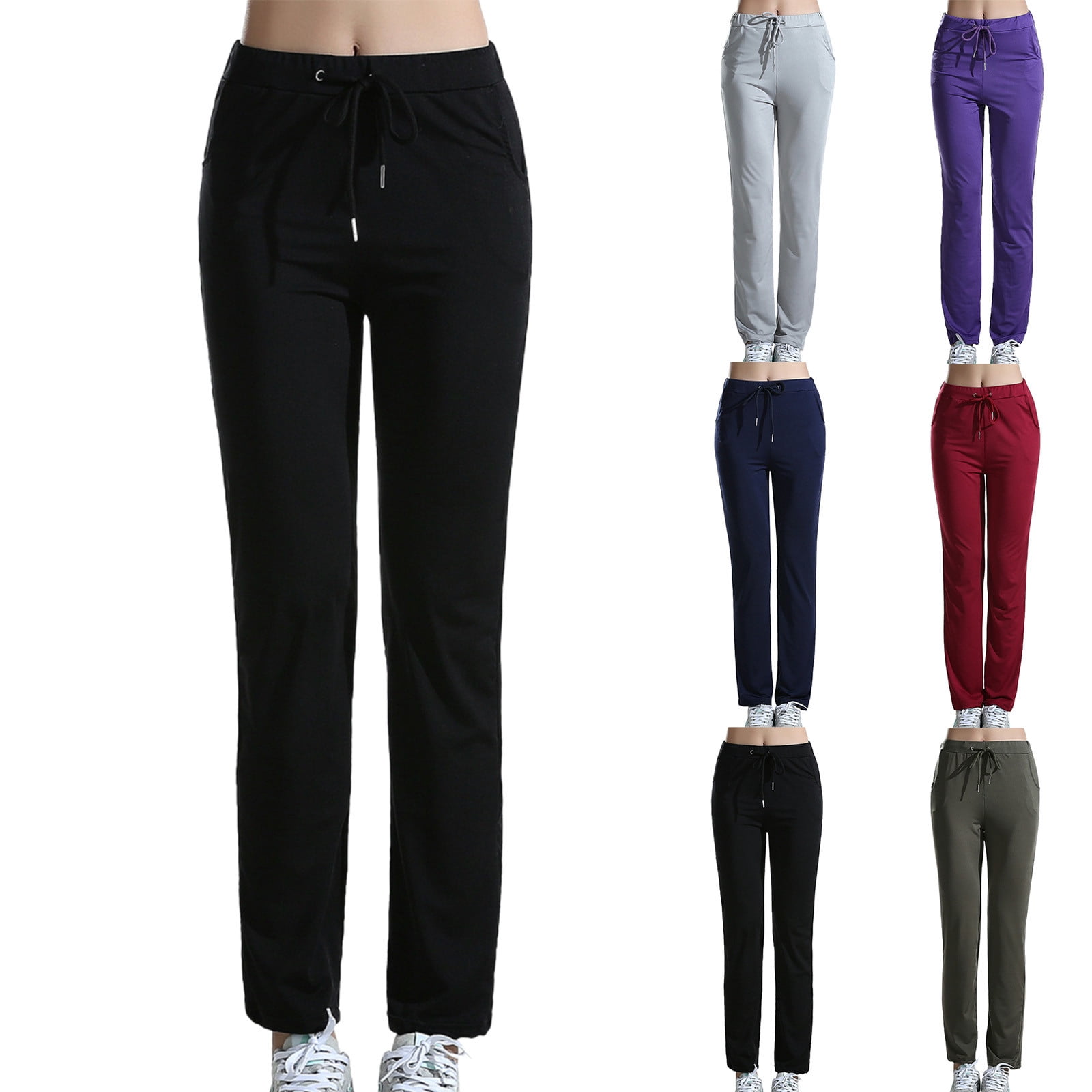 Pisexur Women's Pants Stretch High Waist Yoga Pants Women Slim Straight ...