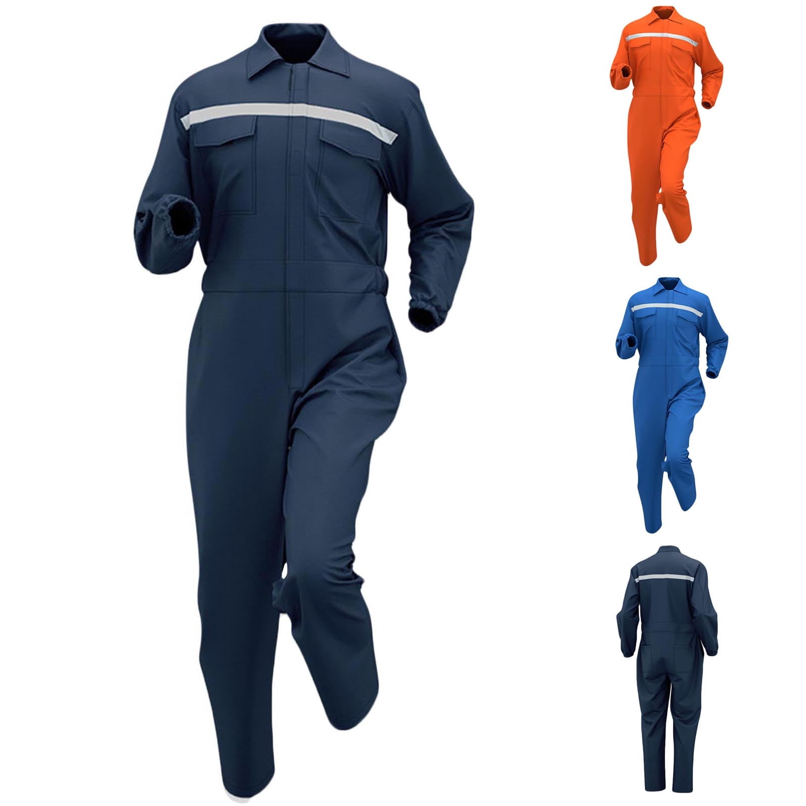 XZNGL Workwear Coverall for Men, Long Sleeve Turn-Down Collar with ...