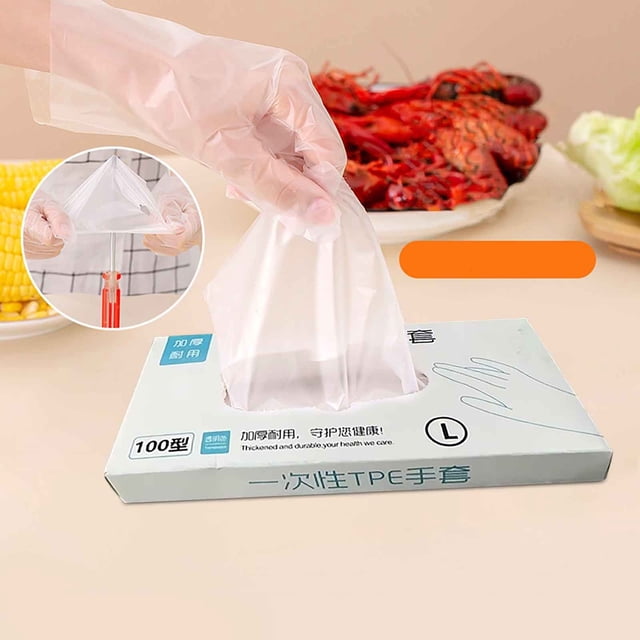 UsRHHA Disposable Gloves 100 Count, Food Prep Poly Gloves for Cooking ...