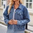 AherBiu Veste en Denim Courte pour Femmes Extensible à Boutons Vestes ...