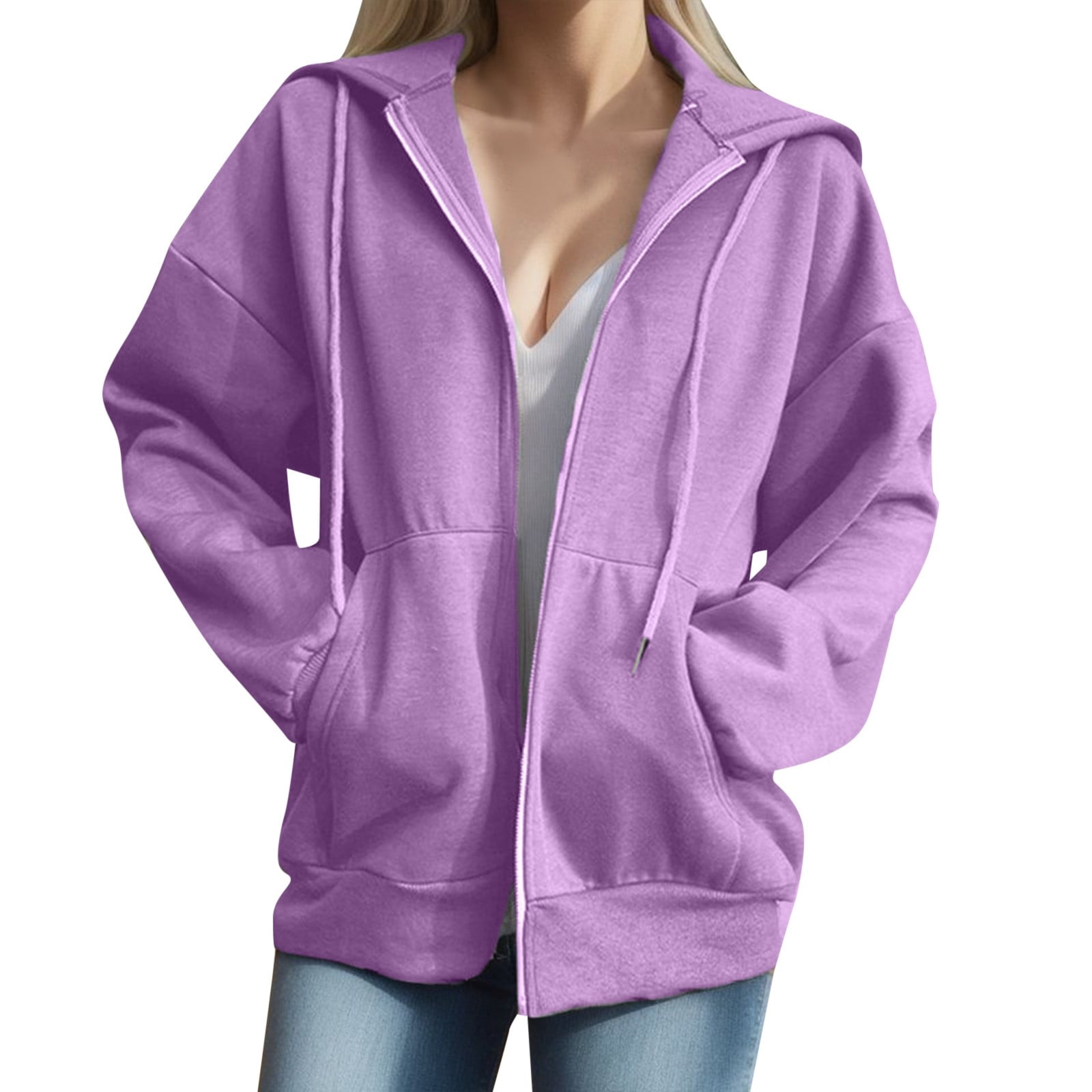 2025 Women's Street Long Sleeve Hoodie for Women Coat Sweatshirt Hooded ...