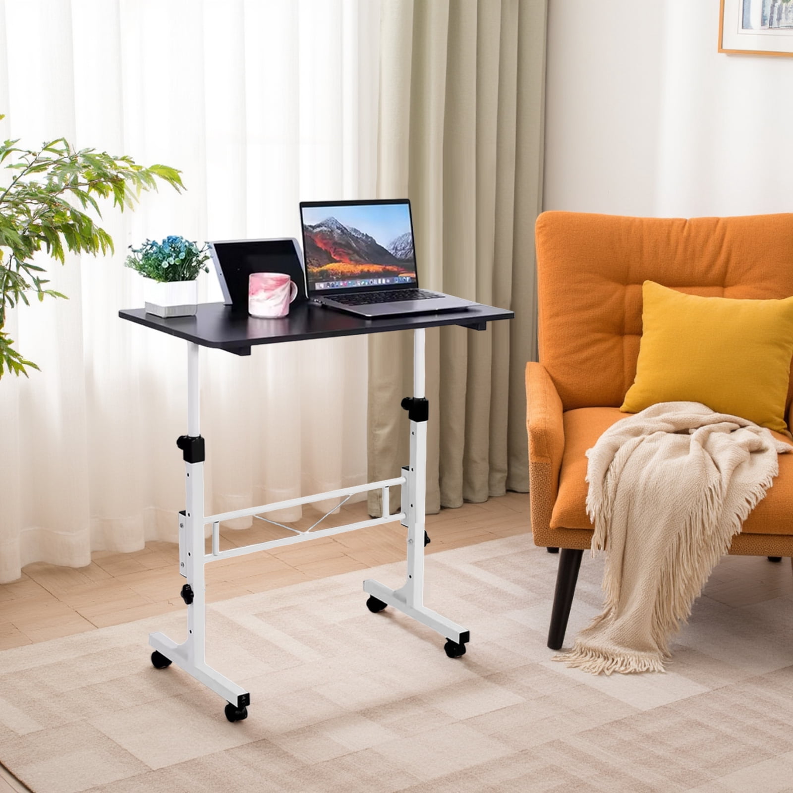 Mobile Standing Desk – Adjustable Height 31-43" – Rolling Laptop Table ...