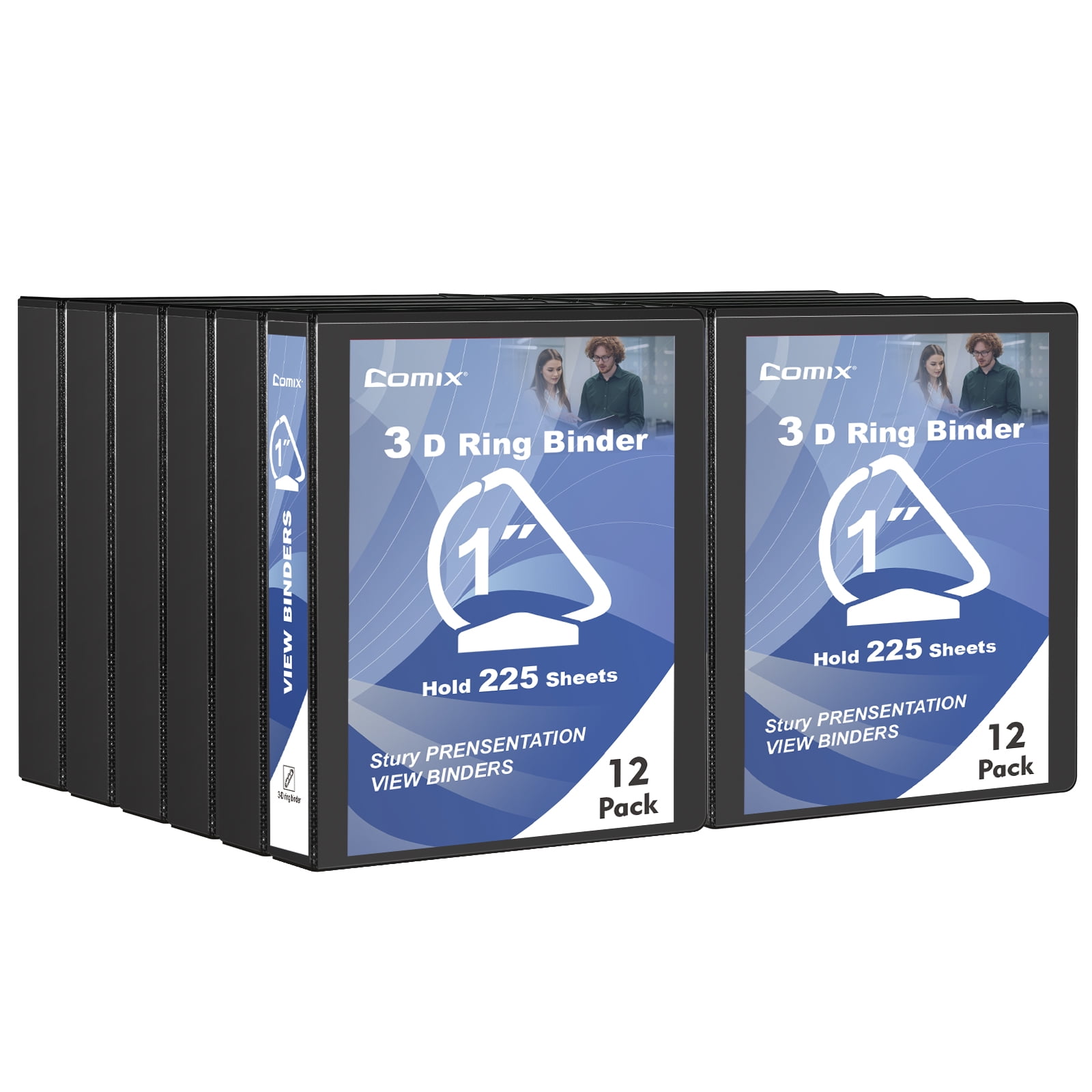 Comix Sturdy D-Ring Binder, 1 inch 3 Ring,Hold 225 Sheets Paper, 12 ...