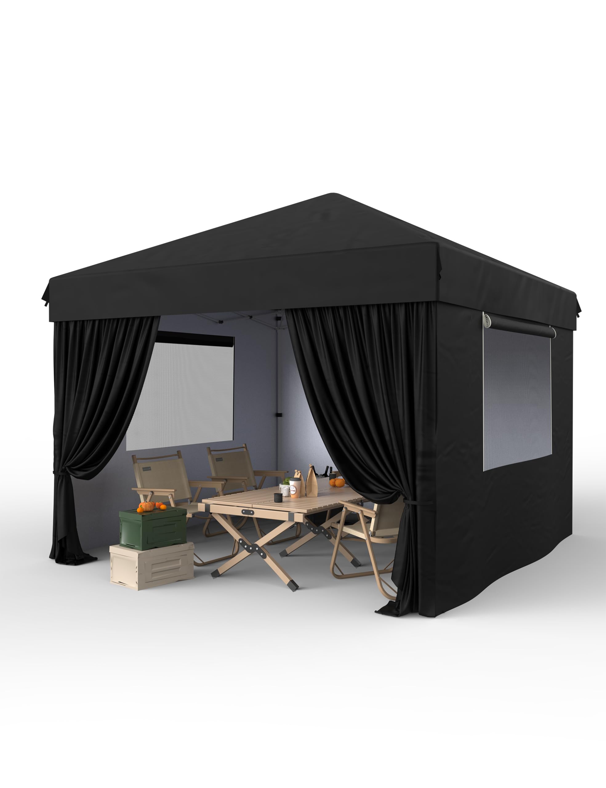 10x10 ft Pop Up Canopy with 4 Removable Sidewalls and Windows, 3 ...