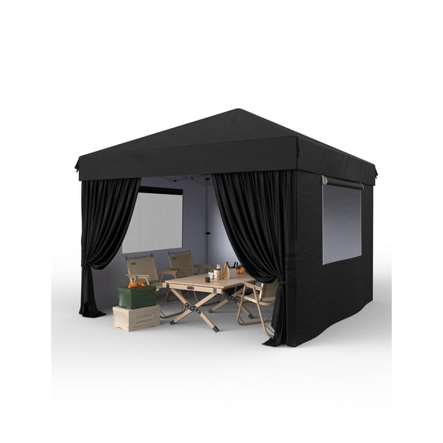 10x10 ft Pop Up Canopy with 4 Removable Sidewalls and Windows, 3 ...